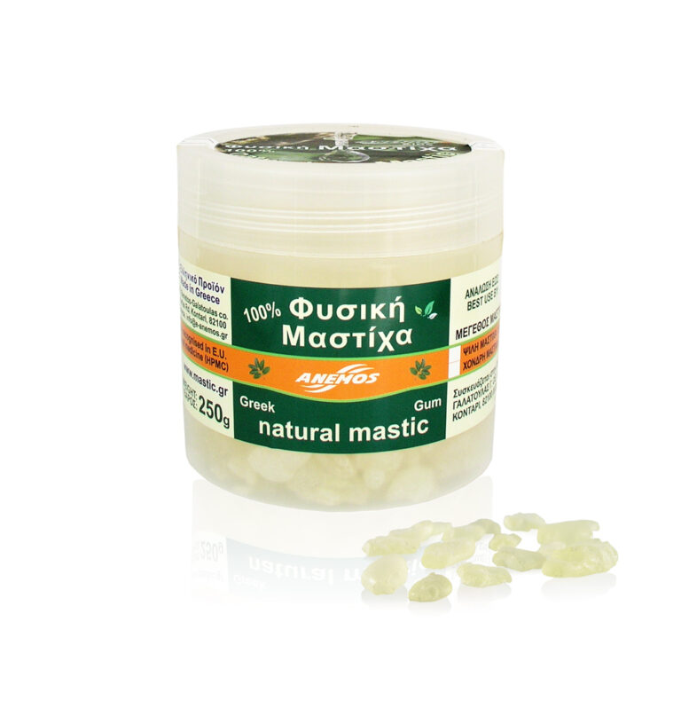 100% pure, Natural gum mastic / mastiha packing on plast. jars • ANEMOS